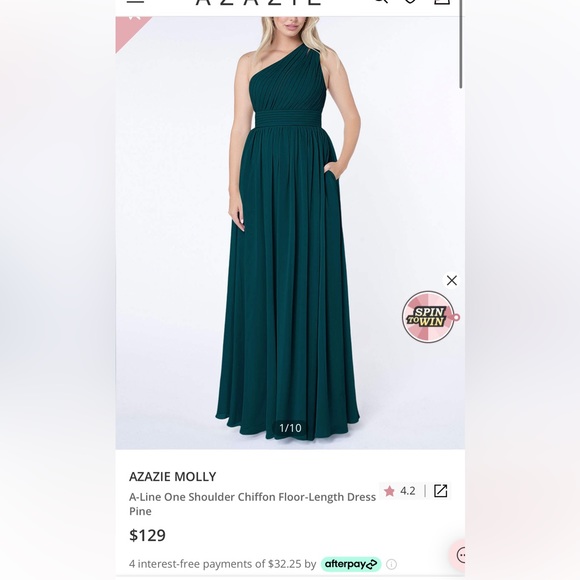 Azazie | Dresses | Azazie Formal One Shoulder Long Dress A2 Pine Color ...